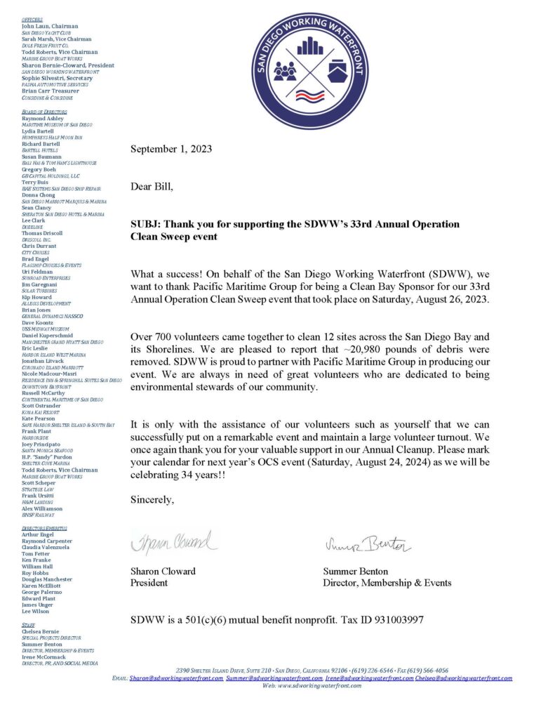 SDWW Operation Clean Sweep 2023 - Pacific Maritime Group, Inc